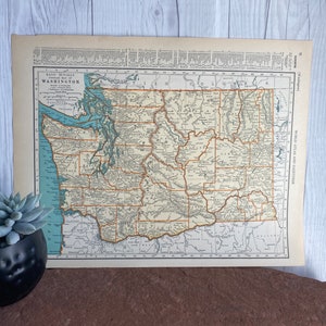 Vintage 1940 Washington State Map, Gallery Wall Art - Etsy
