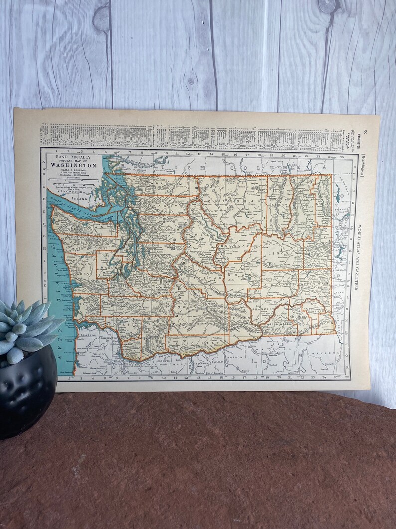 Washington State Map 1940 Cool Old Map to Frame Washington - Etsy