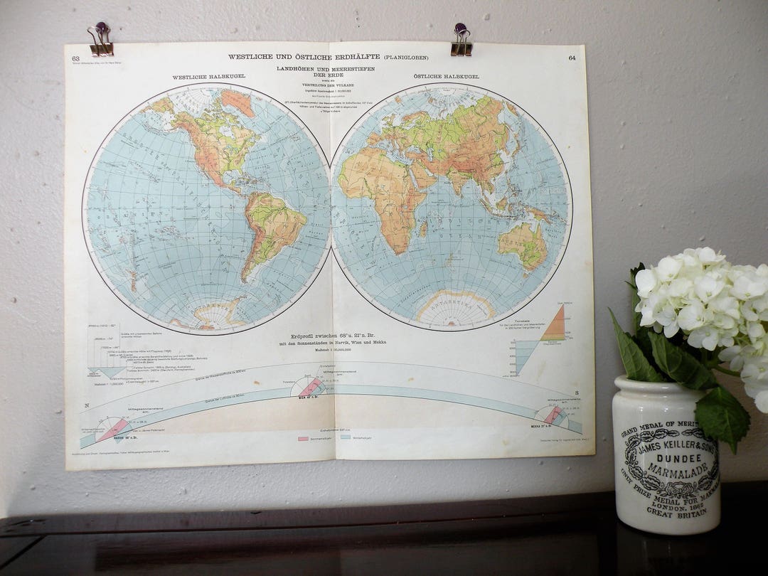 Vintage Map of the World 1928, World Map Art Print, Vintage Map Wall ...