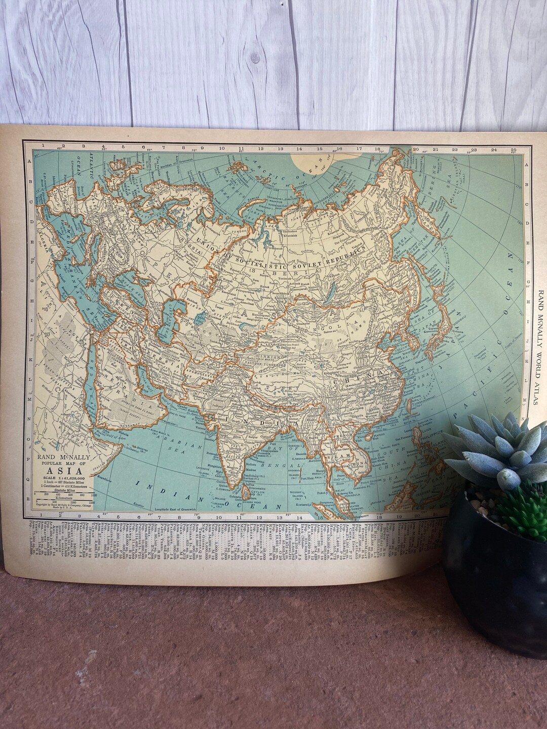 Antique Map Asia 1929 Historical Print, Old Map of Asia, Vintage Map ...