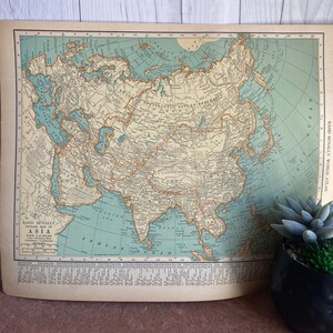 Antique Map Asia 1929 Historical Print, Old Map of Asia, Vintage Map ...