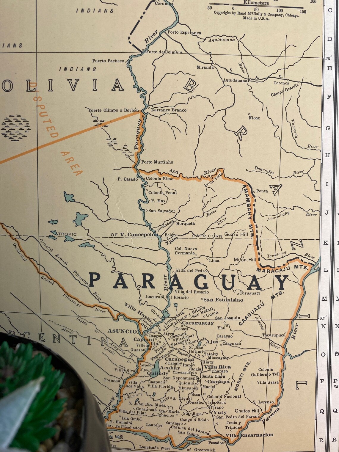 Antique Map of Paraguay and Uraguay 1929 Vintage Aesthetic | Etsy