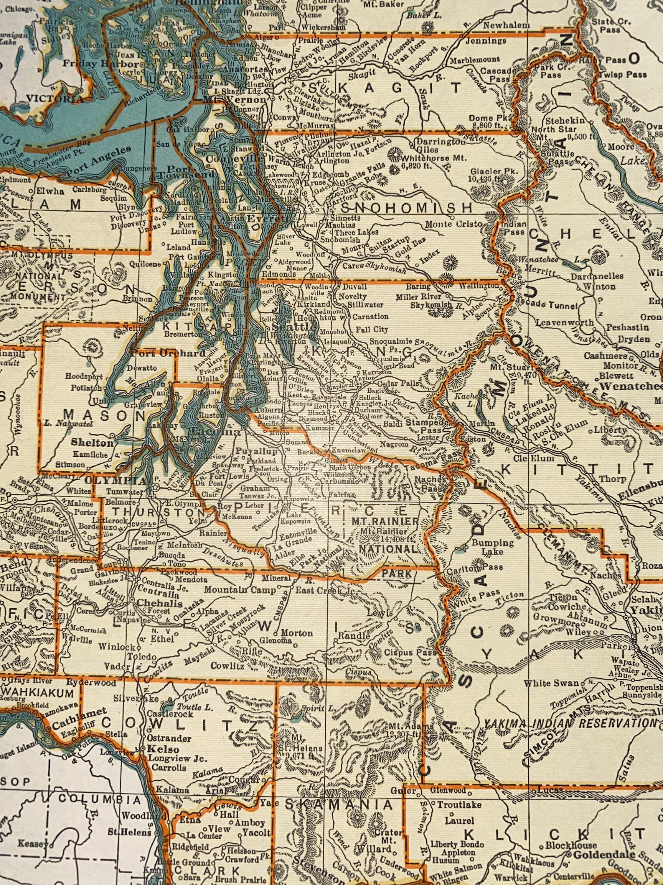 Vintage 1940 Washington State Map, Gallery Wall Art - Etsy