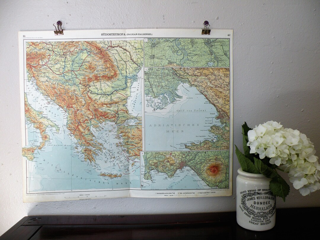 Original 1928 Southern Europe Map, Antique Travel Decor - Etsy