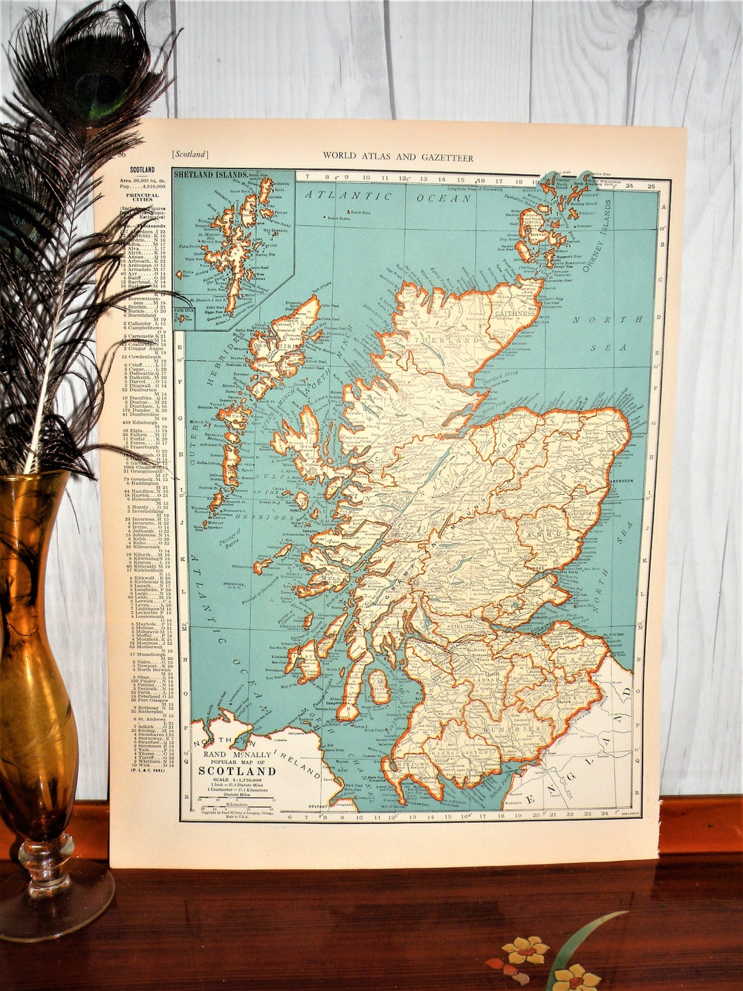 Vintage Map of Scotland, 1940 Historical Print WWII, Frameable Print ...