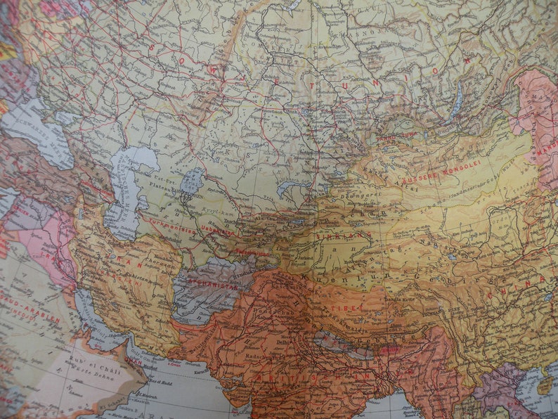 1937 Map of Asia Vintage Map Original Map WWII Era Map - Etsy