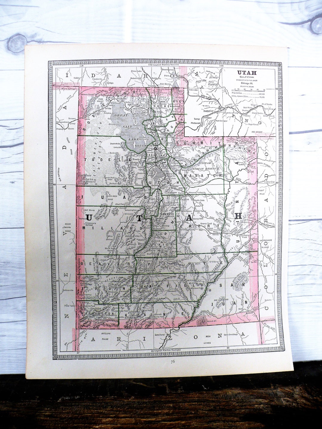 Historical Map of Utah 1884, Cool Old Map of Utah, Gallery Wall Art ...