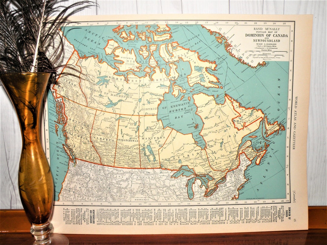 Vintage Map of Canada 1940-WWII Era Map-vintage Map of Canada-original ...