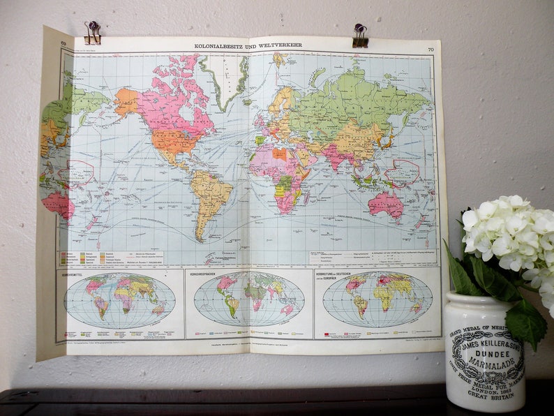 World Map Vintage 1928 Map of the World Vintage Map Wall | Etsy