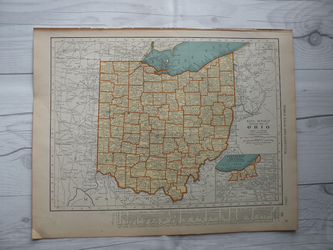 Ohio Vintage Map 1937, Aesthetic Map, WWII Era Map, Vintage Map ...