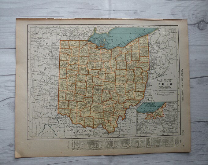 Ohio Vintage Map 1937, Aesthetic Map, WWII Era Map, Vintage Map ...