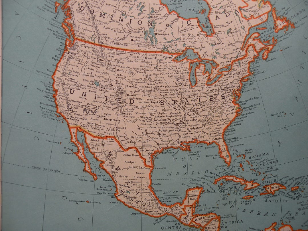 Vintage Map of America, Antique Map of USA, Home Office Art, Wall Art ...