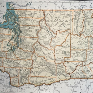Vintage 1940 Washington State Map, Gallery Wall Art - Etsy