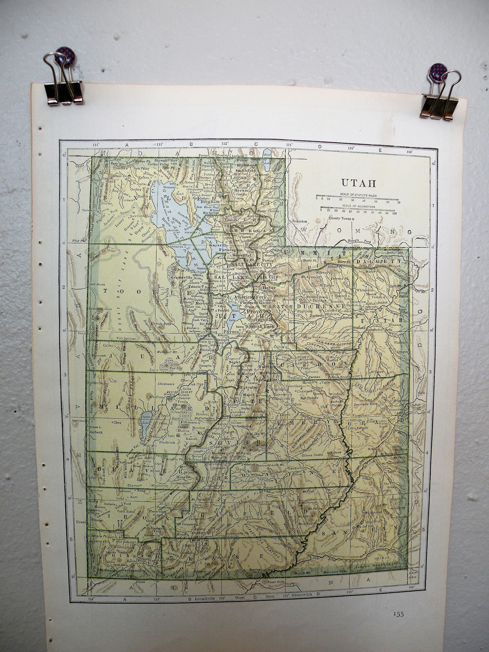 1944 Utah Map Art WWII Era World Map Print Vintage Map | Etsy