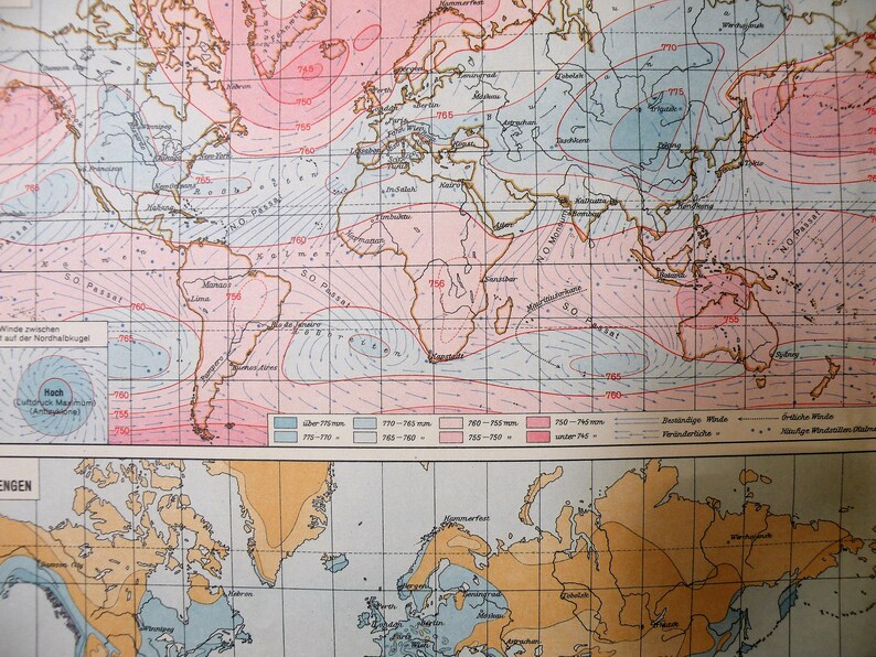 Vintage World Map 1928, Colorful Industrial Art, Austrian Print - Etsy