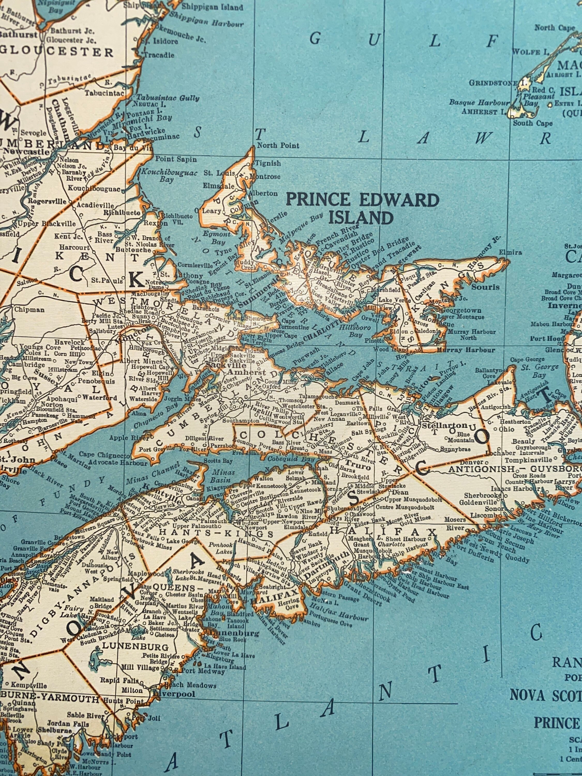 Prince Edward Island Vintage Map, Canada 1940, Home Decor - Etsy