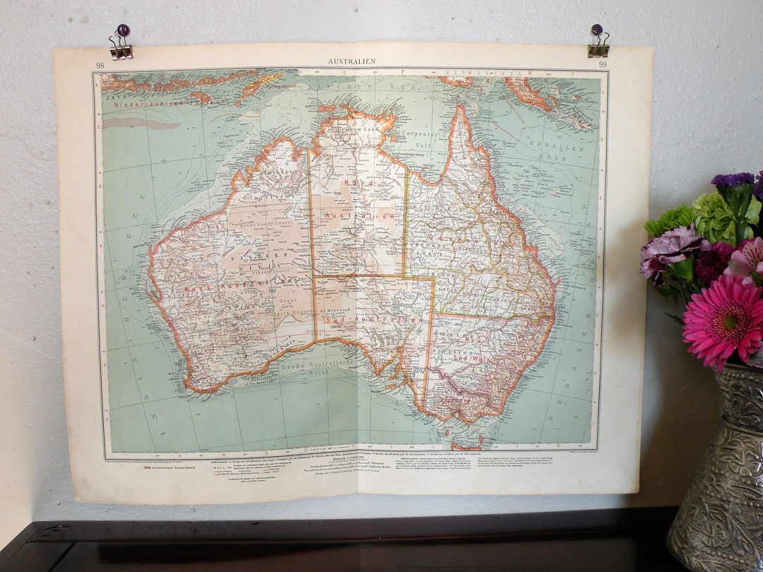 Map of Australia 1937, Vintage Map, Original Map, WWII Era Map, Antique ...