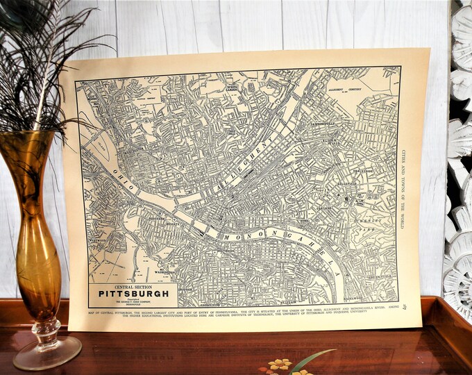 Old Black and White Map of Pittsburgh 1940-WWII Era Map-vintage Map of ...
