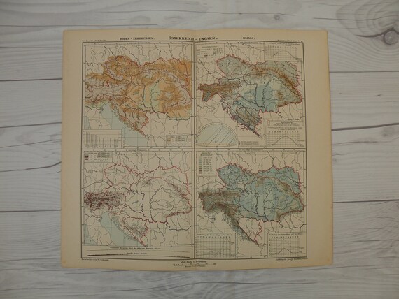 Austria-hungary Vintage Map 1903 Beautiful Old Map Austria | Etsy