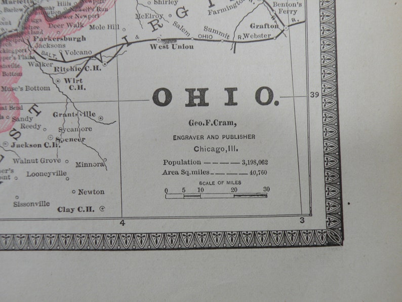 Ohio Map Antique 1884 Cool Old Map of Ohio-Vintage Retro Map | Etsy