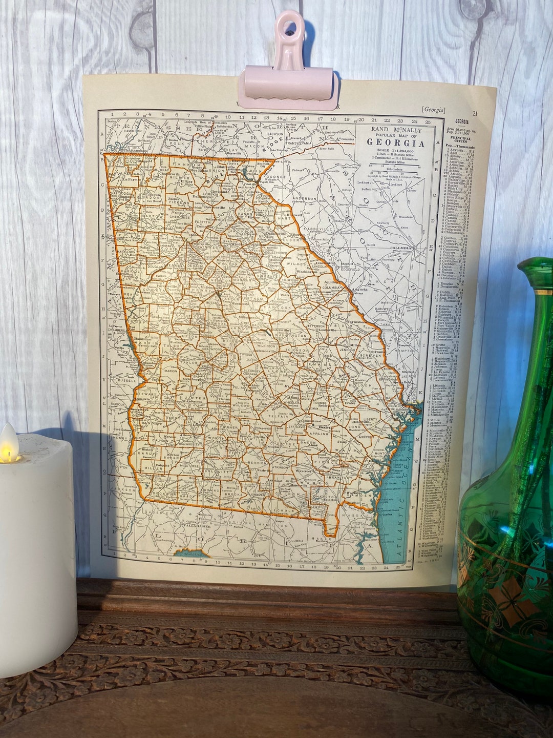 Georgia Vintage Map 1937, WWII Era Map, Old Map of Georgia, Historical ...