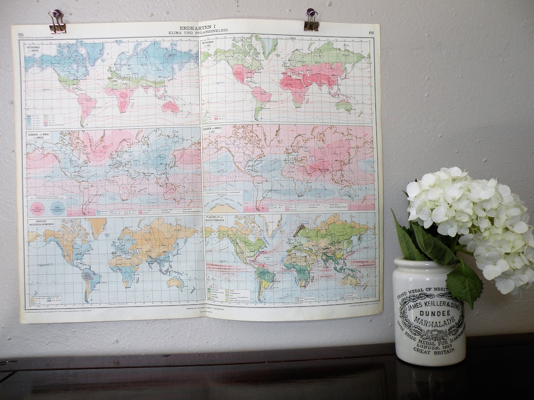 Old World Map 1928, Colorful Map to Frame, Unique Map of the World ...