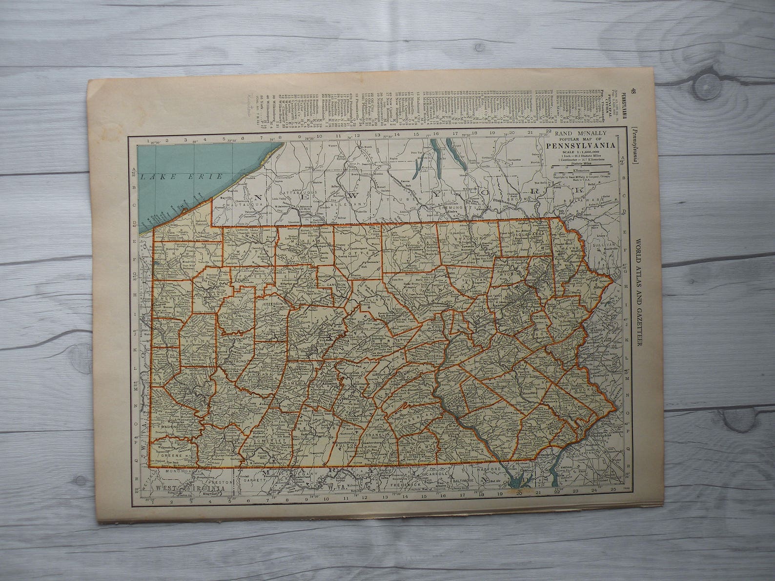 Pennsylvania Map 1940 WWII Era Map Vintage Map Aesthetic Map | Etsy