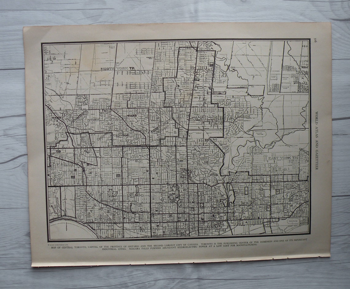 Toronto City Vintage Map 1937 WWII Era Map Cool Vintage City - Etsy