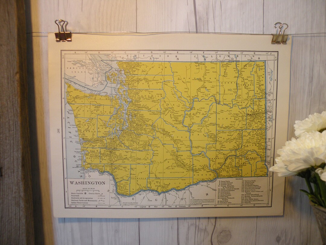 1940 Washington Map Vintage-WWII Map-Cool Old Map-Antique Map - Etsy ...