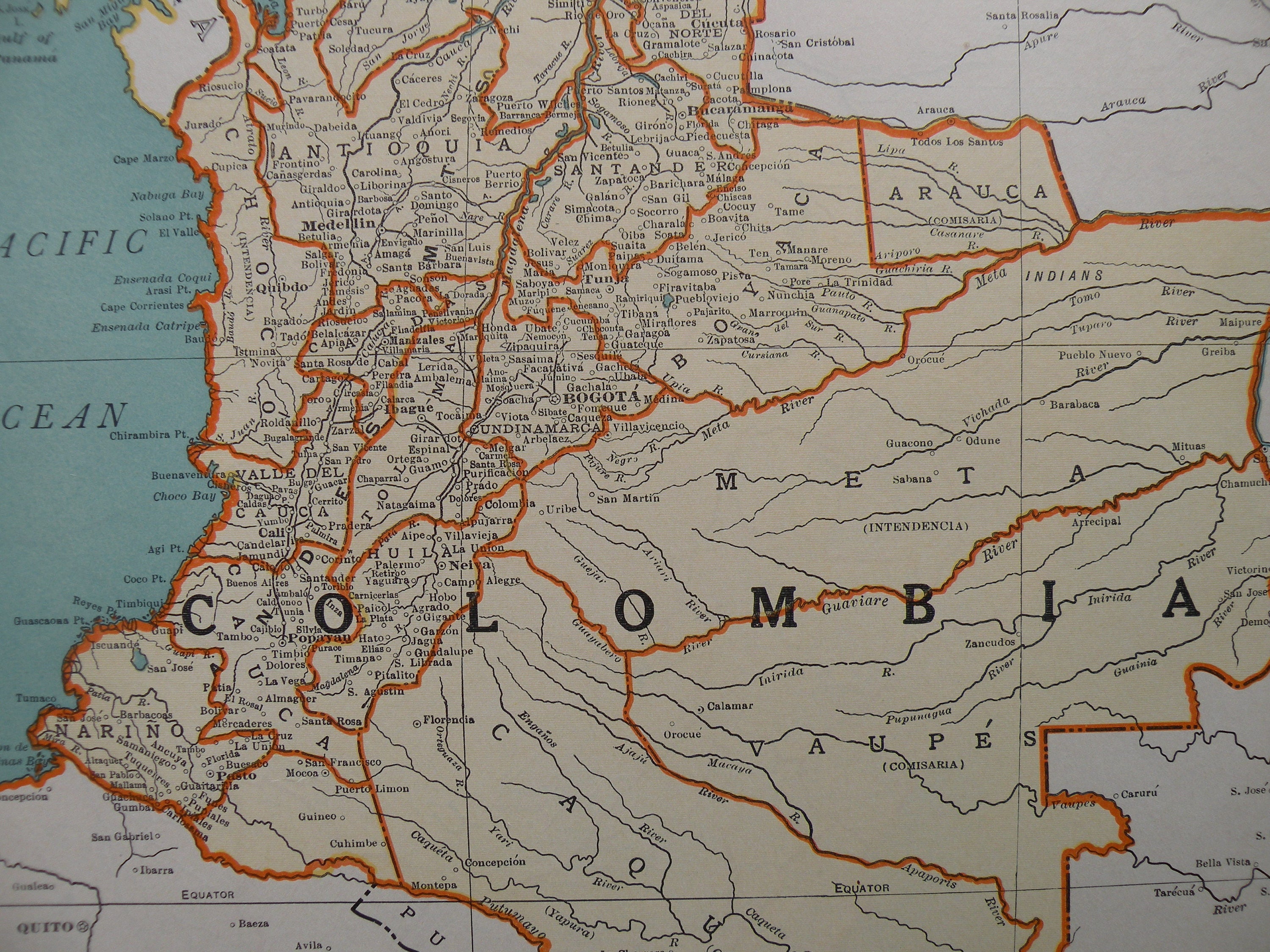 1937 Colombia WWII Era Map Vintage Map Antique Map of | Etsy