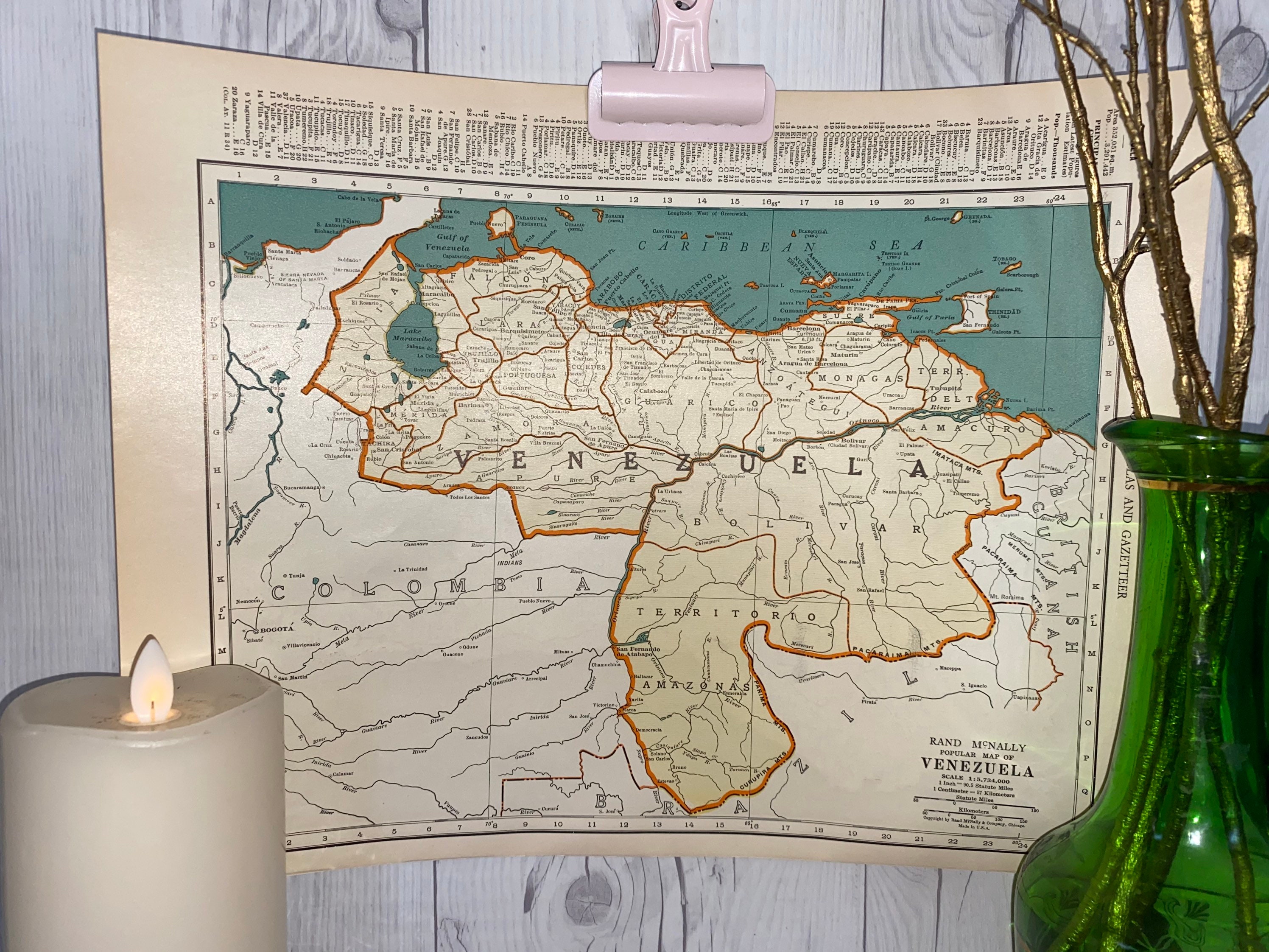 Venezuela Old Original Map 1937 Authentic Vintage Aesthetic | Etsy