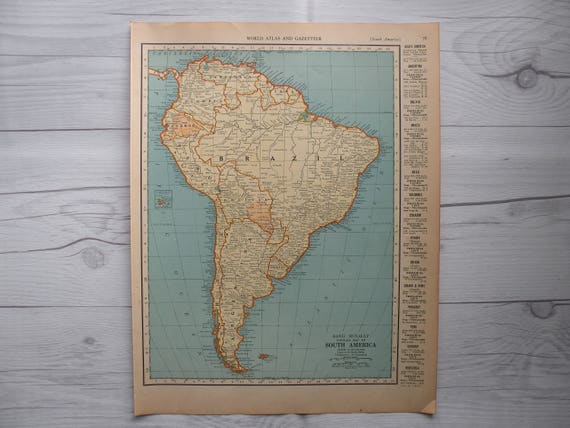 1937 South America WWII Era Map Vintage Map South America | Etsy