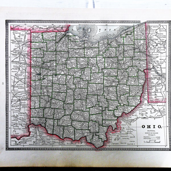 Antique Ohio Map - Etsy