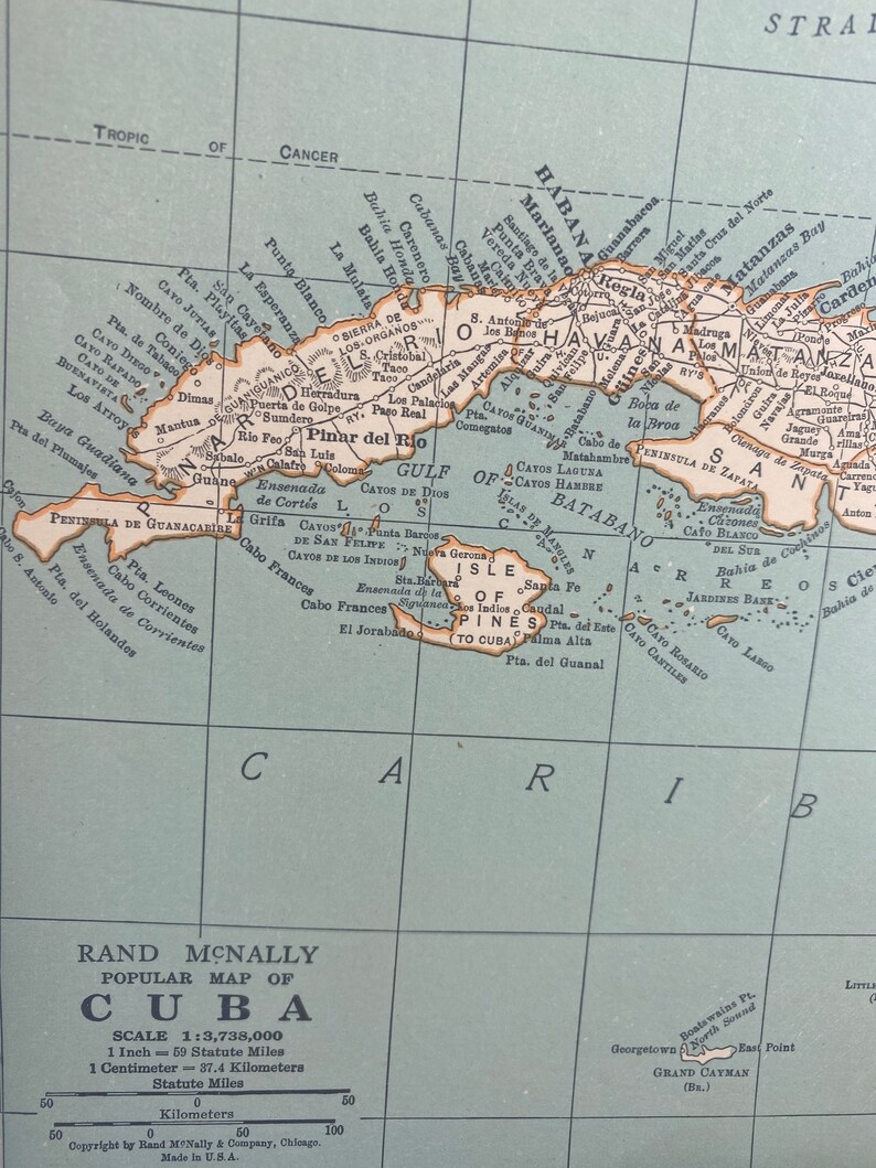 Old Map of Cuba 1929 Authentic Vintage Aesthetic Map for | Etsy