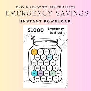 Money Saving Challenge Emergency Fund Savings Tracker Printable Money ...