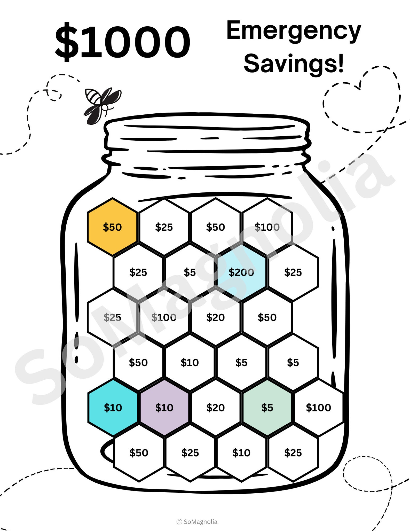 Money Saving Challenge Emergency Fund Savings Tracker Printable Money ...