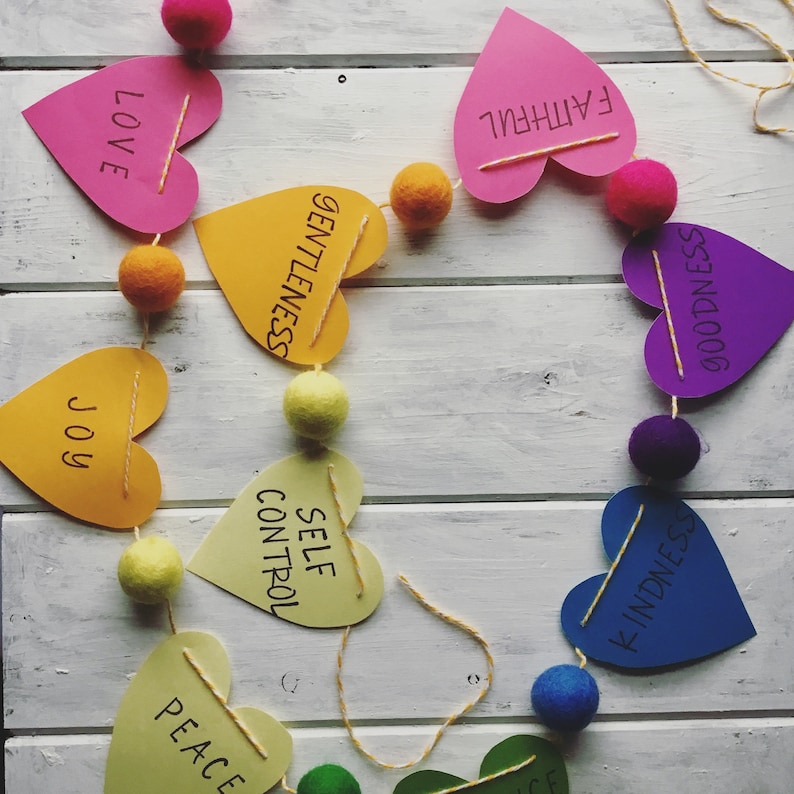 Fruit of the Spirit Heart Banner/valentine's Decor/homeschool Lessons ...