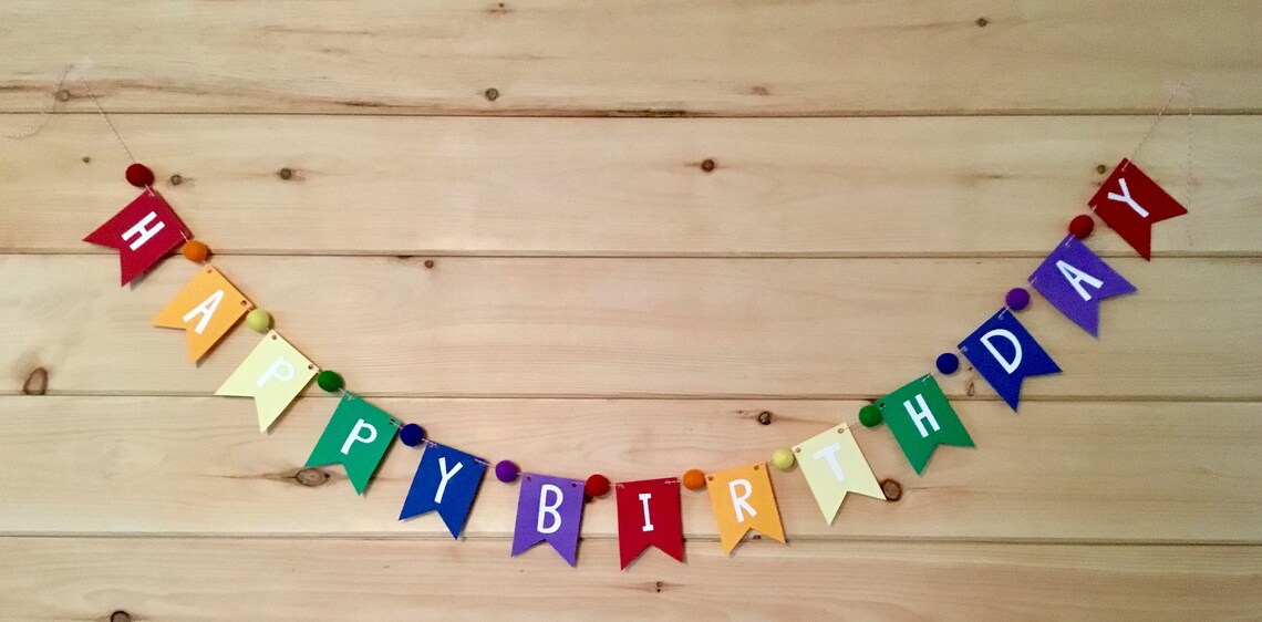 Bright Happy Birthday Rainbow Banner/birthday Party | Etsy