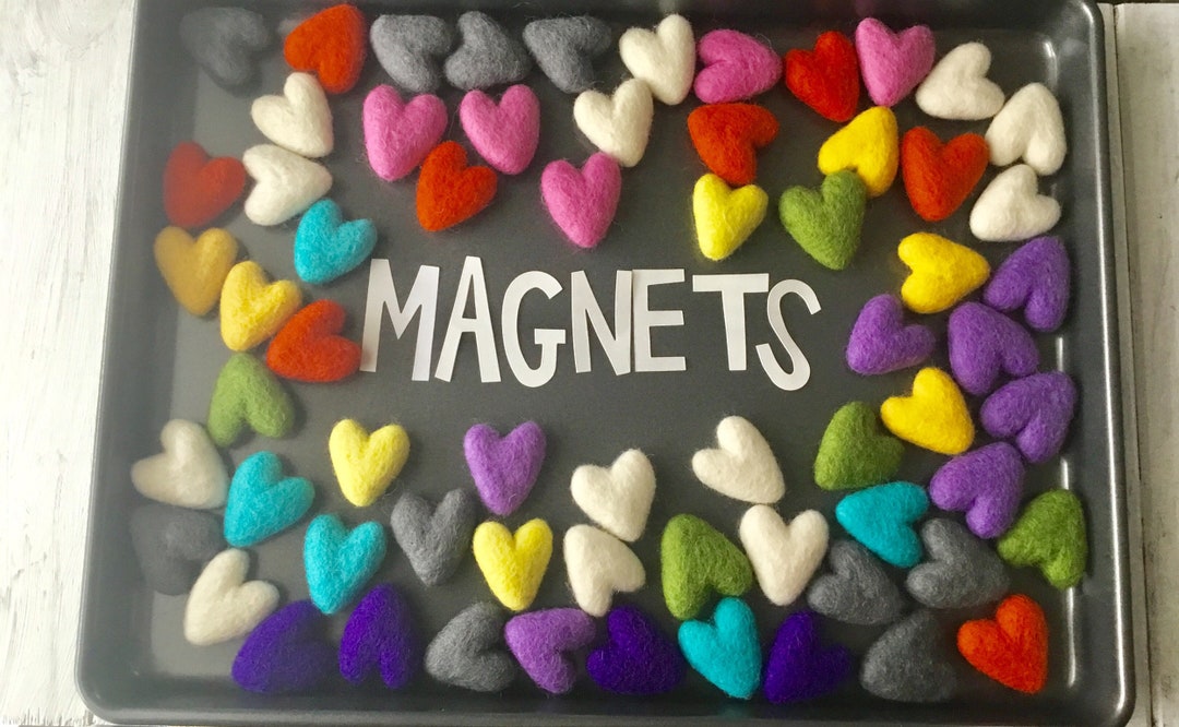 Felt Pom Magnets/fridge Magnets/felt Pom Stars/felt Pom Hearts - Etsy