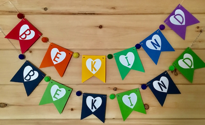 Be Kind Heart Rainbow Banner/classroom Decor/fireplace Mantel - Etsy