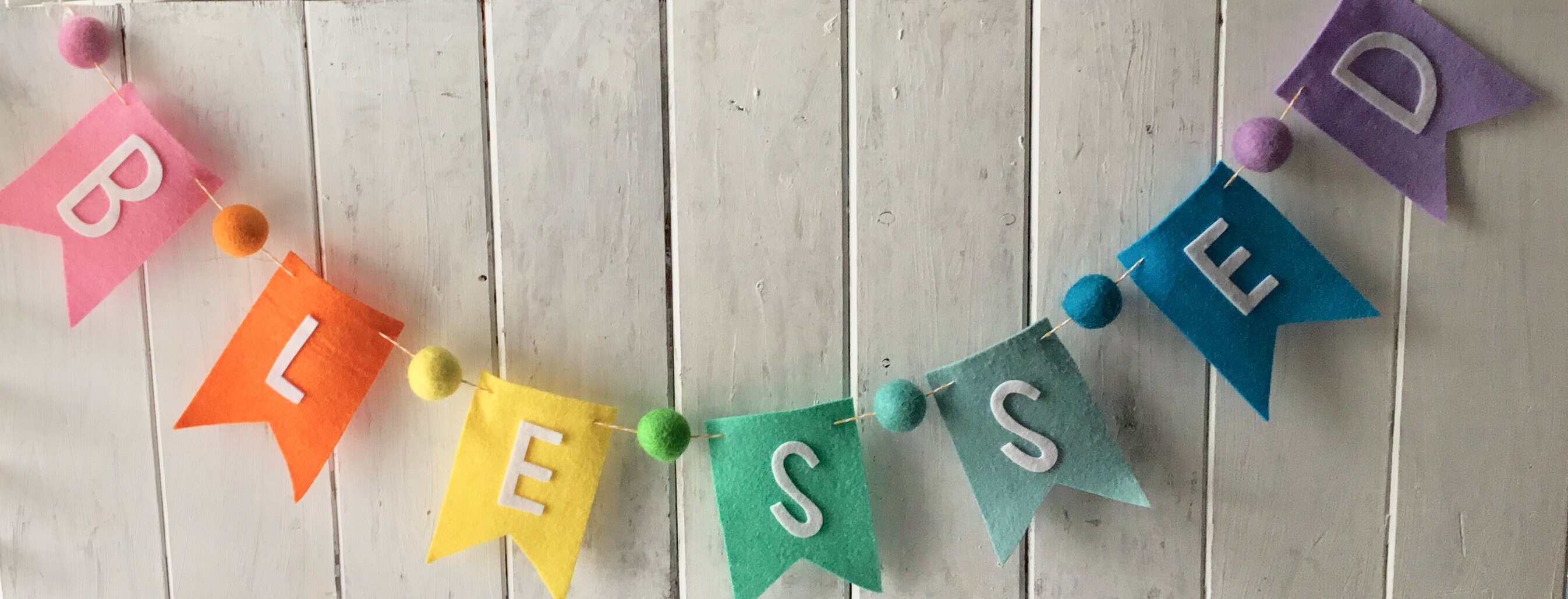 Blessed Pastel Rainbow Banner/inspirational Decor/fireplace Mantel ...