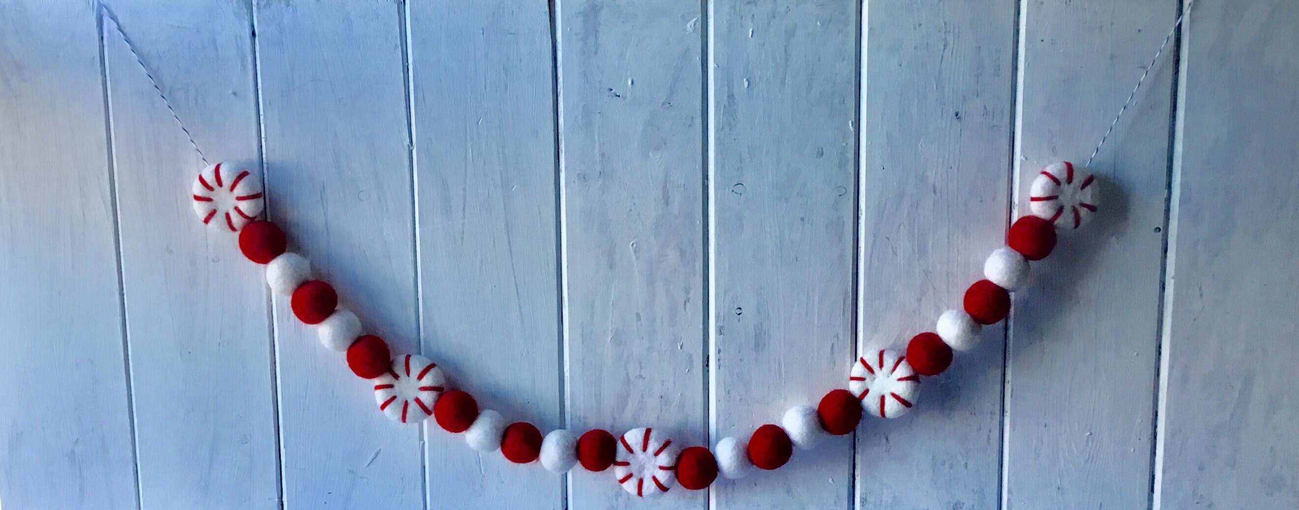 Traditional Peppermint Patty Garland/christmas Decor/ Fireplace Banner ...