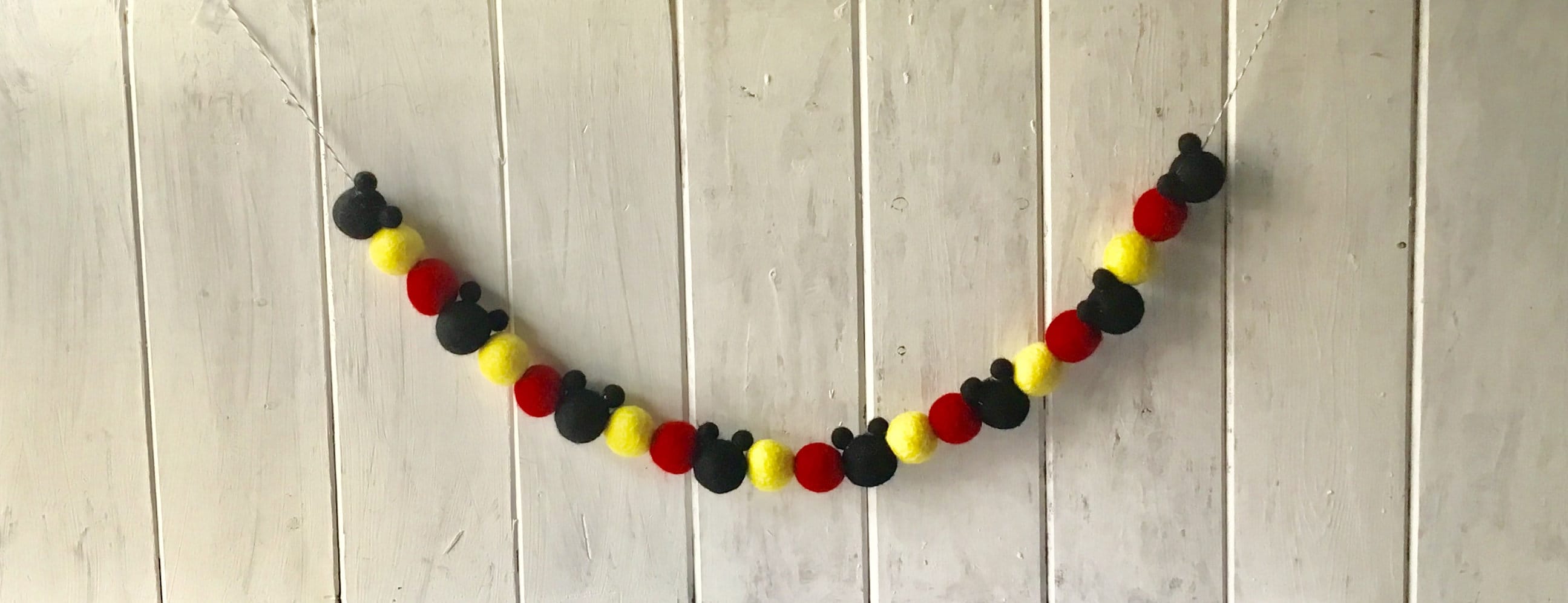 Mickey Mouse Disney Garland/children’s Decor/ Party Banner/felt Ball ...