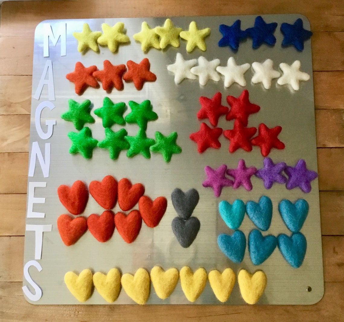 Felt Pom Magnets/fridge Magnets/felt Pom Stars/felt Pom Hearts - Etsy
