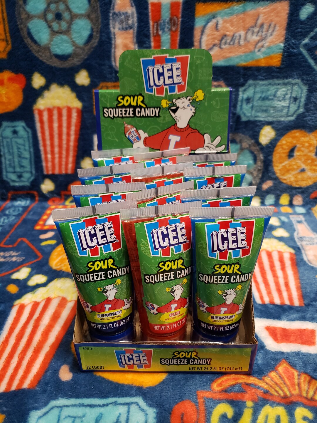 Icee Sour Squeeze Candy Cherry or Blue Raspberry 2.1 Oz. - Etsy