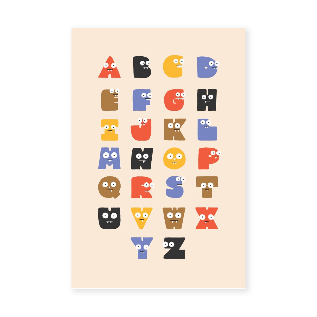 Cute and Playful Alphabet Poster - Alphabet Friends - ABC Faces - A to ...