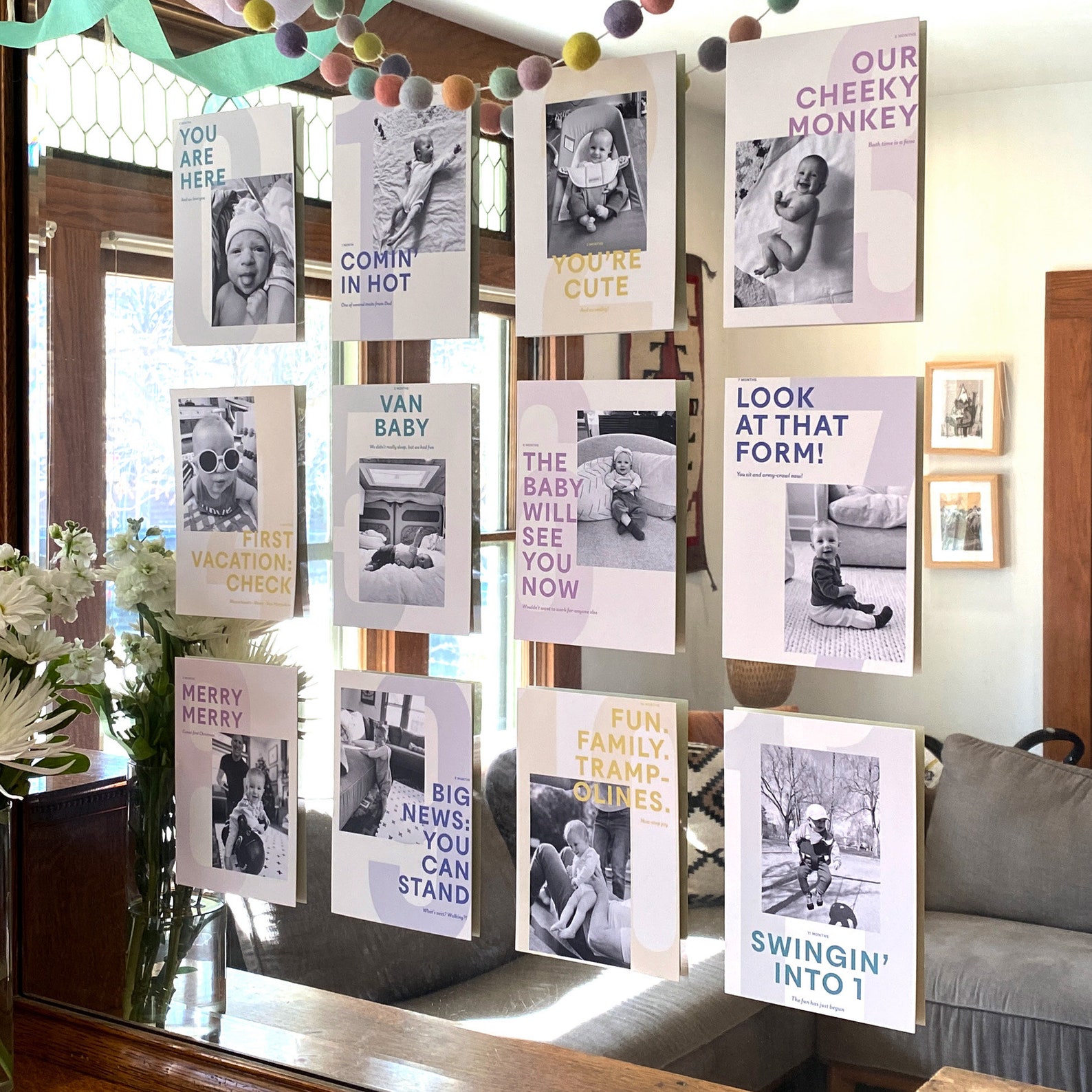 Baby First Birthday Month by Month Display Cards - Customizable ...