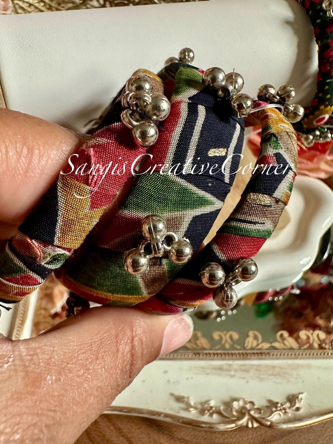 Ajrakh Handblock | Fabric Bangles| Fusion|oxidized| Handmade | Sustainable Fashion | Eco ...