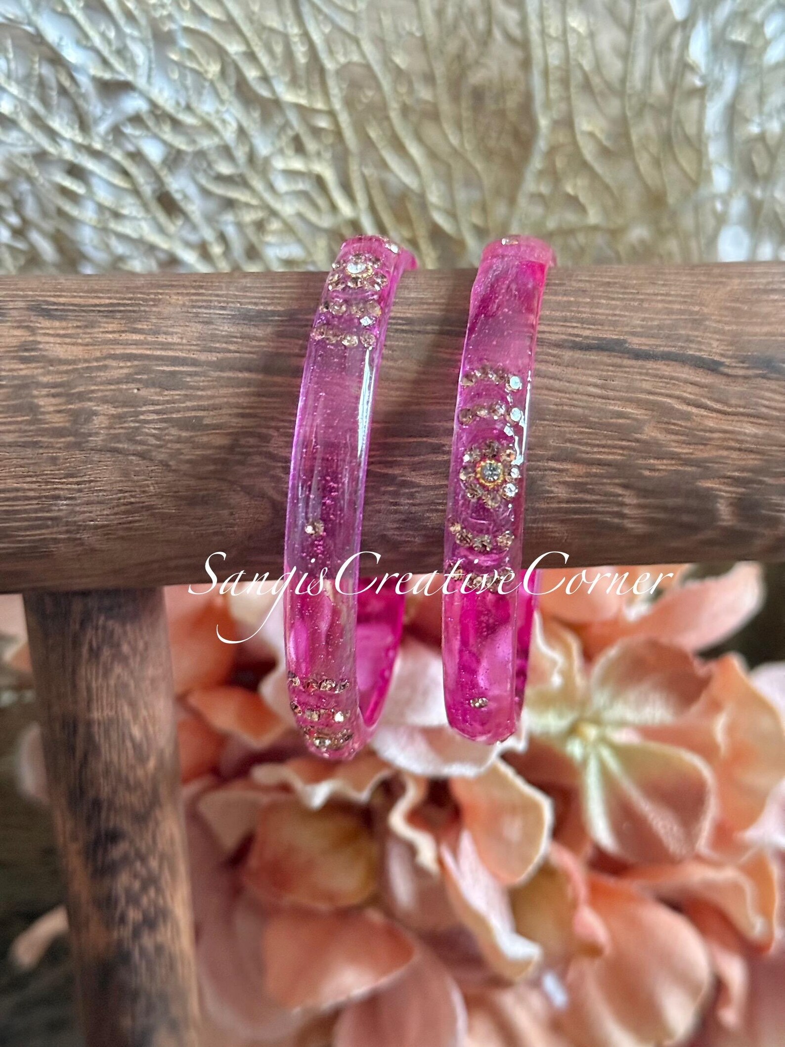 Handcrafted Crystal Glass Bangles - Set of 2 - Size 2.4 Design 8 - Etsy