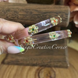 Designer Glass Bangles |2 Bangles per Set|crystal Work| Handcrafted ...